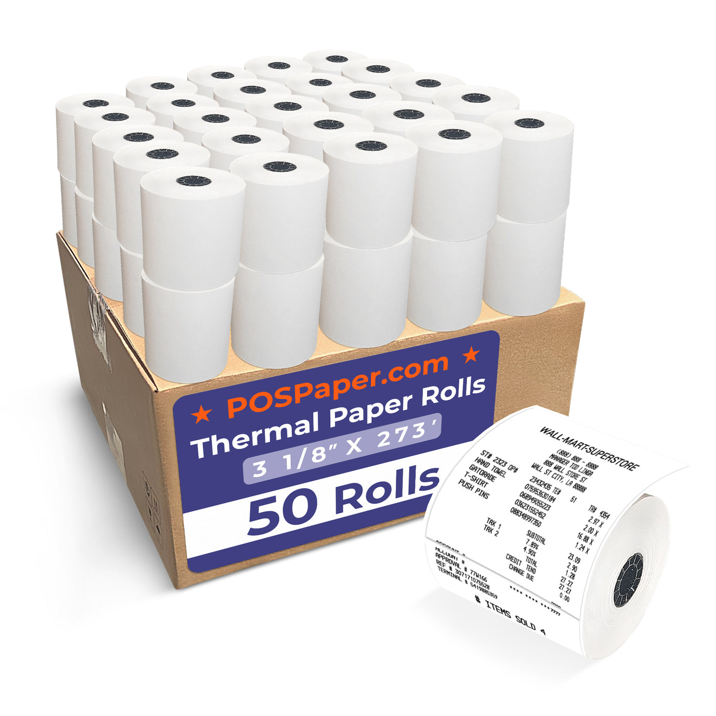 3-1/8 X 273' Thermal Paper | Fast Shipping | POSPaper.com