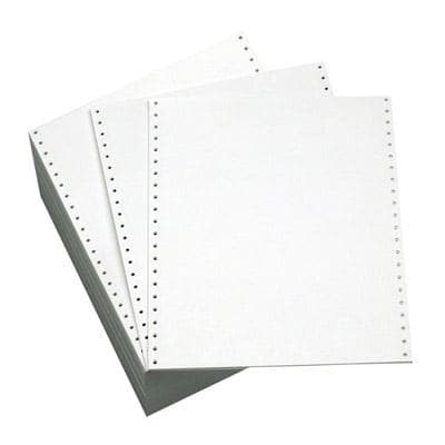 12" x 8-1/2" Blank White Computer Paper Regular Perf