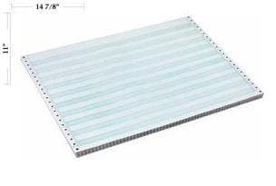 14-7/8" x 11" 1-Ply Computer Paper - 1/2" GreenBar, 18#