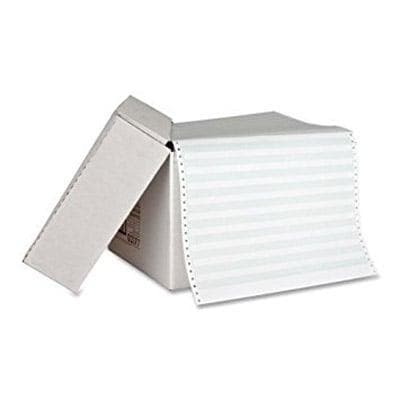 14 7/8"x11" 2-Part Carbonless Computer Paper; Green Bar
