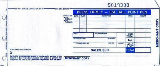 2-Part Sales Imprinter Slips - Long - 3 1/4" x 7 7/8"