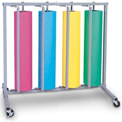 36" Vertical Paper Dispenser & Cutter - 4 Rolls, Wheels