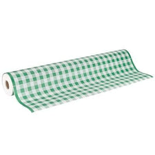 Green/White Gingham Print Paper Table Cover, 40" x 100