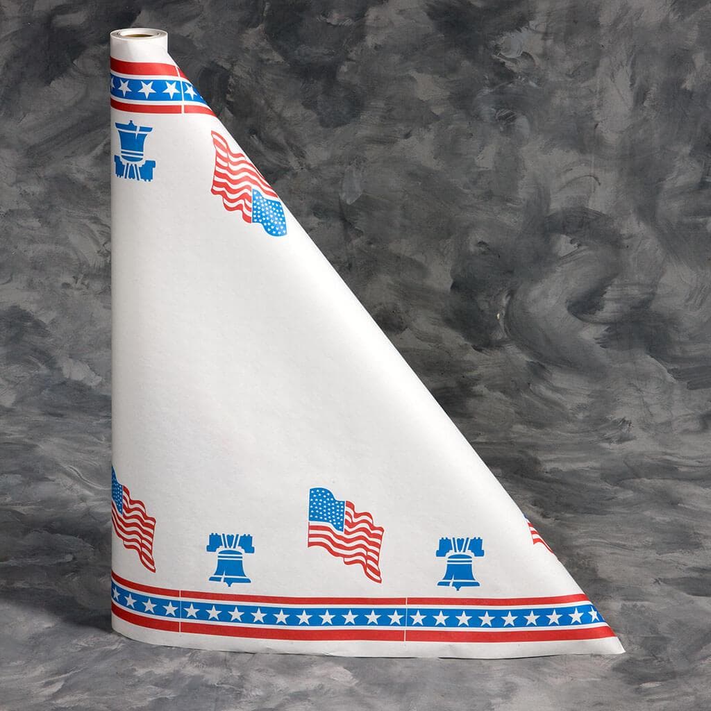 Patriotic Printed Paper Table Cover, 1 Roll, 40" x 100