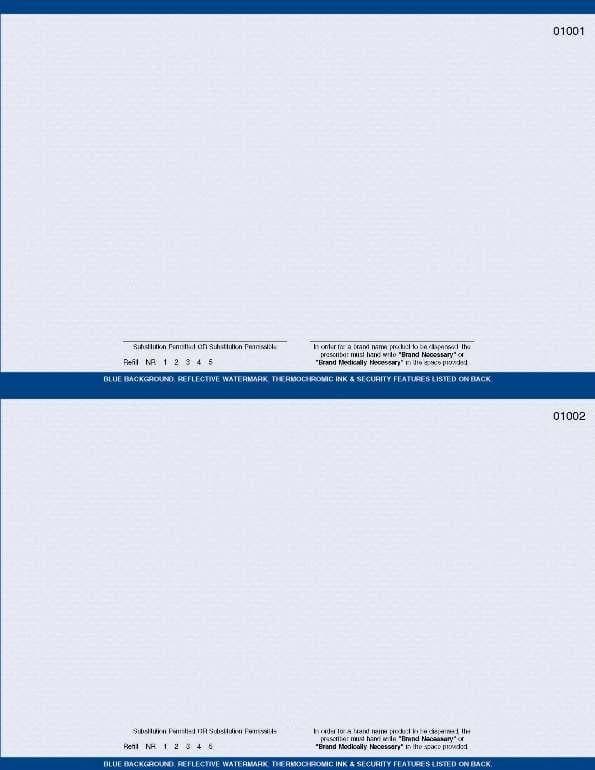 Delaware Laser Rx Paper - Blue, 2Up, 8 1/2" x 11", custom