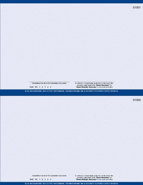 Delaware Laser Rx Paper - Blue, 2Up, 8 1/2" x 11"