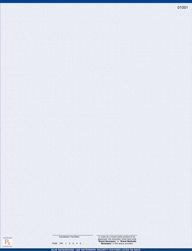 Delaware Laser Rx Paper - Blue, 1Up, 8 1/2" x 11"