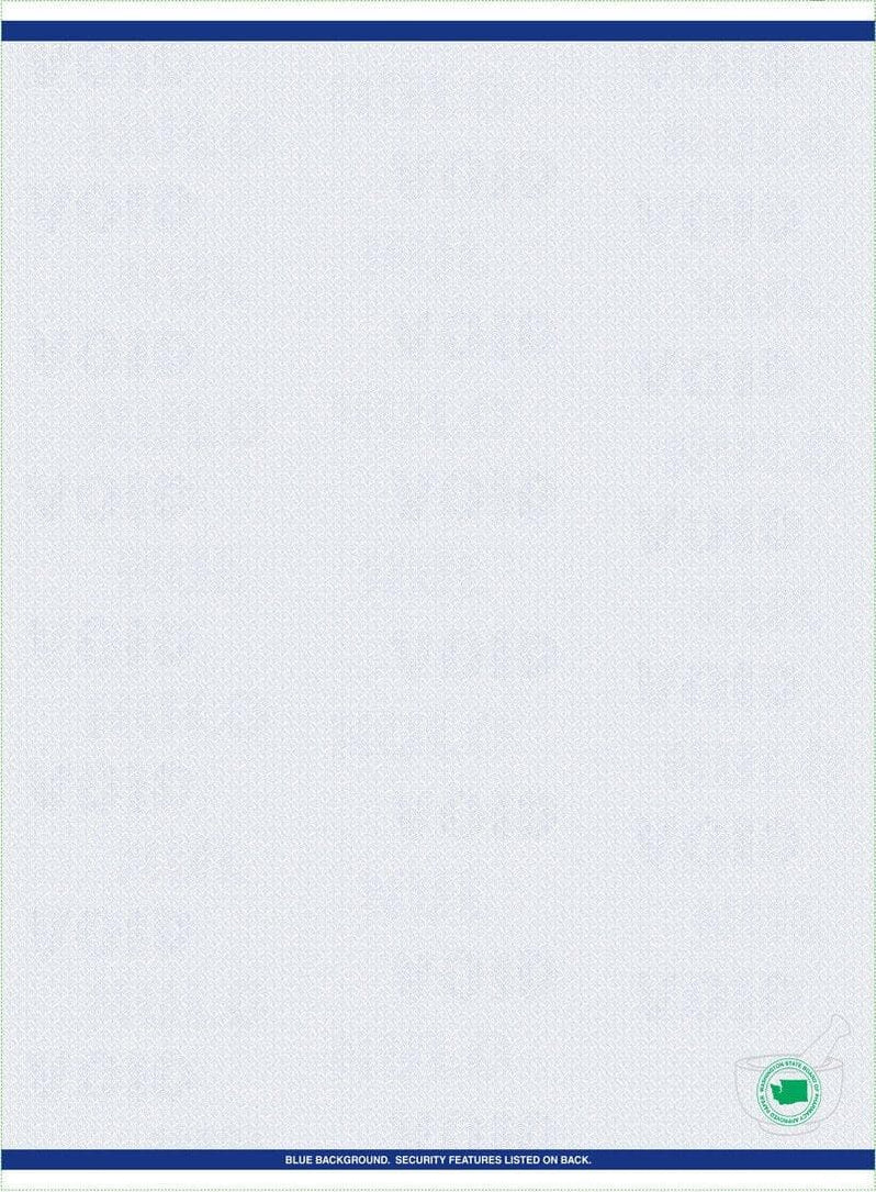 Washington Laser Rx Paper - Blue, 1Up, 8 1/2" x 11", custom