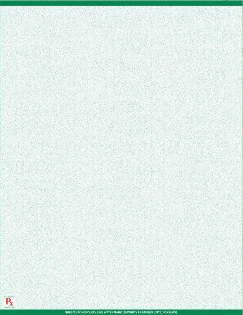 8 1/2" x 11" Laser Rx Printer Paper, Green - 1Up, No Perf
