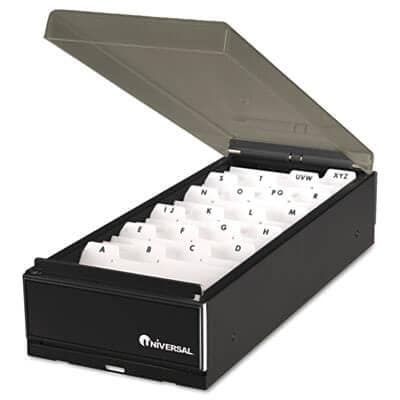 Business Card File - Black & Gray, 4 1/4 x 8 1/4 x 2 1/2