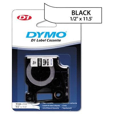 Dymo D1 Flexible Nylon Label Tape, 1/2", Black/White