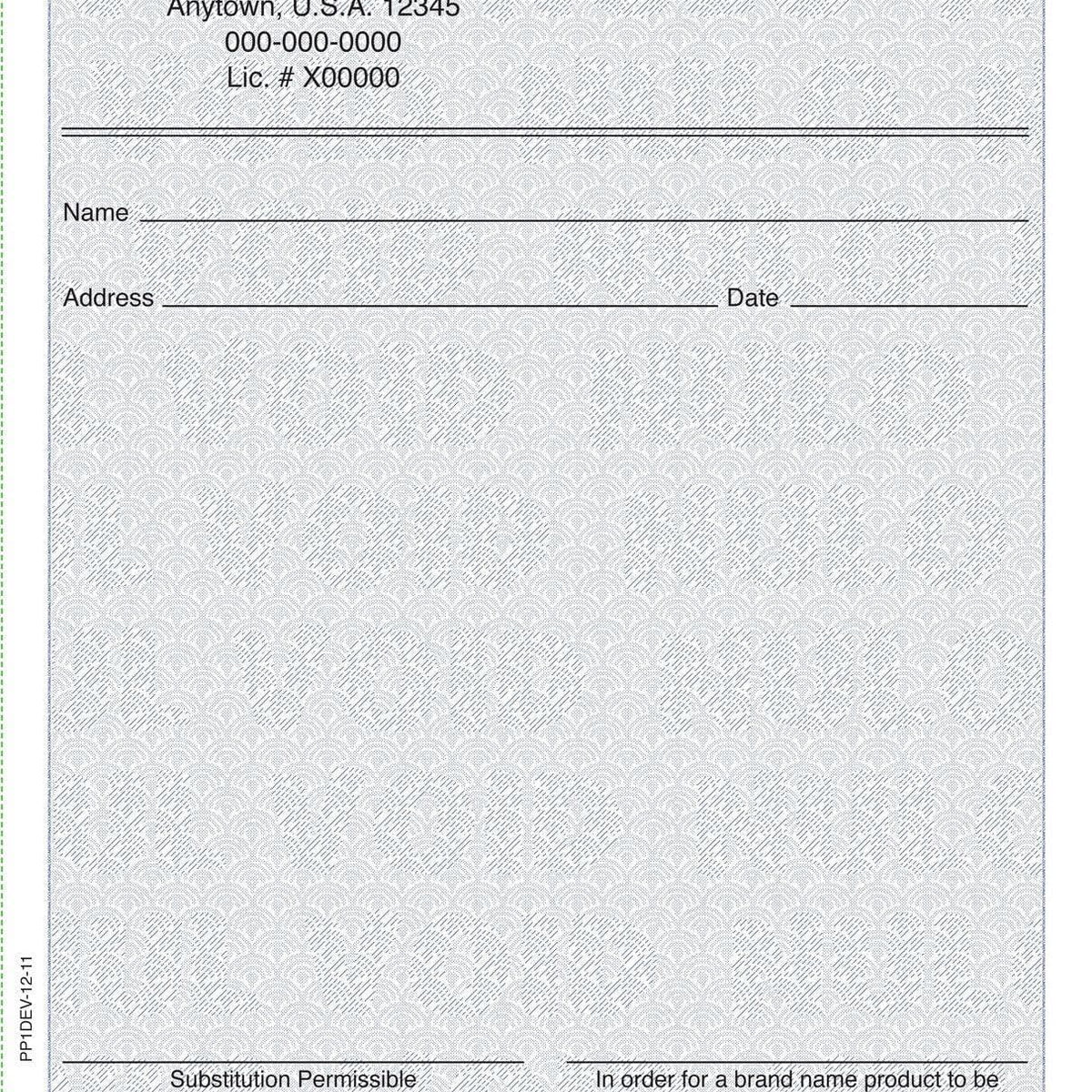 Custom Prescription Pads - Delaware - Blue Rx Pad, Vert