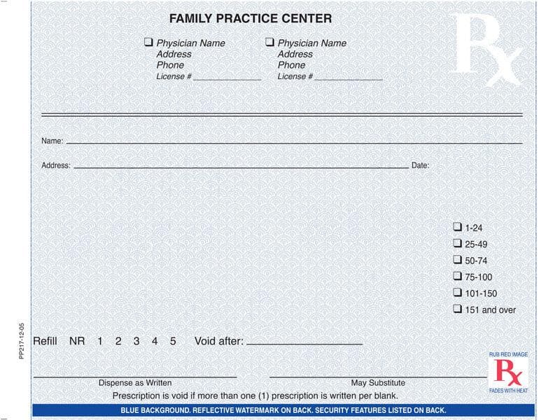 Blank Prescription Pad