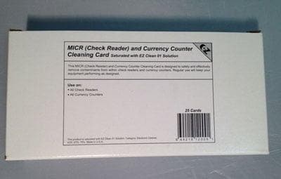 MICR Check Reader & Currency Counter Cleaning Cards