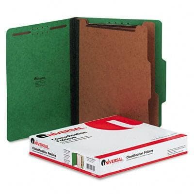 Classification Folders - 6-Section, Green Pressboard