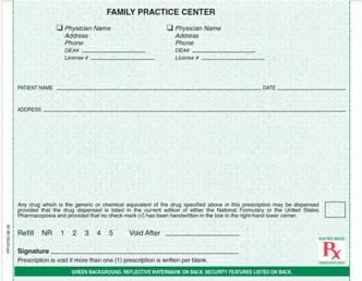 Rx Paper - Green Prescription Pad - Horiz, 1-Part (4 Ct)